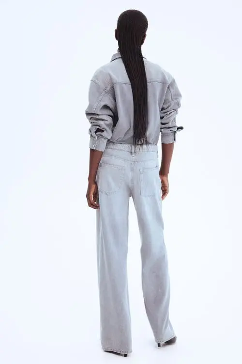 H&m Feather Soft Wide Leg Jeans - Light Denim Gray