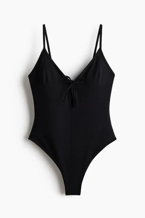 H&m Padded-cup High-leg Swimsuit - Black