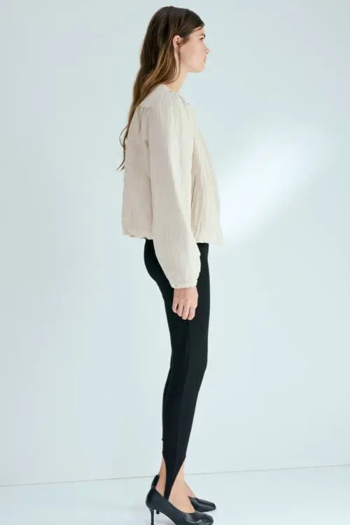 H&m Oversized Twill Jacket With Puff Sleeves - Beige