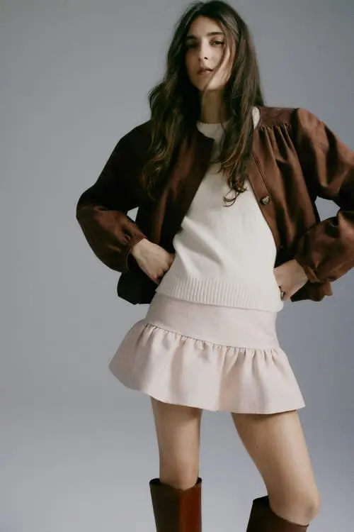 H&m Oversized Twill Jacket With Puff Sleeves