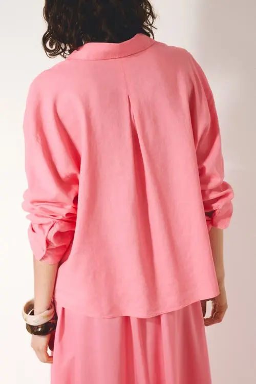 H&m Linen-blend Shirt - Pink