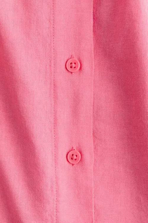 H&m Linen-blend Shirt - Pink