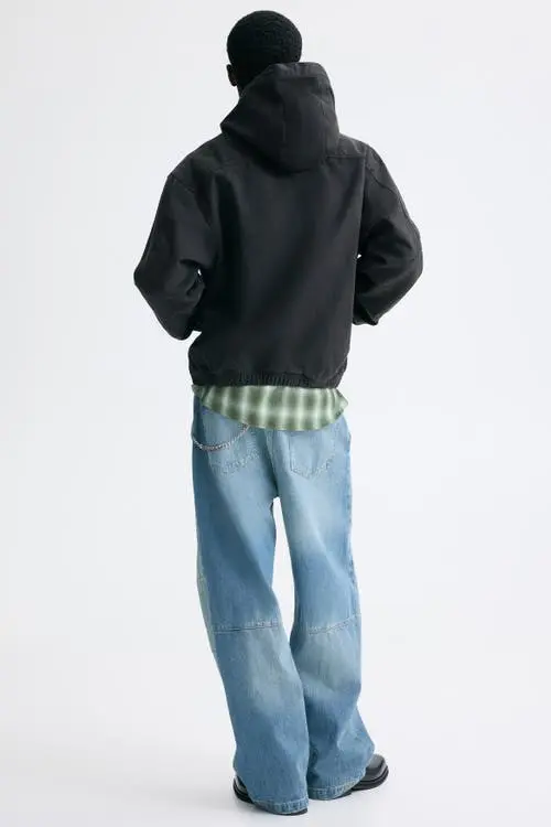 H&m Hooded Workwear Jacket - Dark Gray