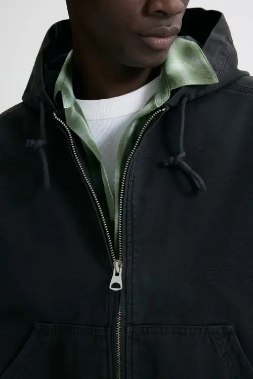 H&m Hooded Workwear Jacket - Dark Gray