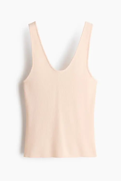 H&m Knitted Vest Top - Light Peach
