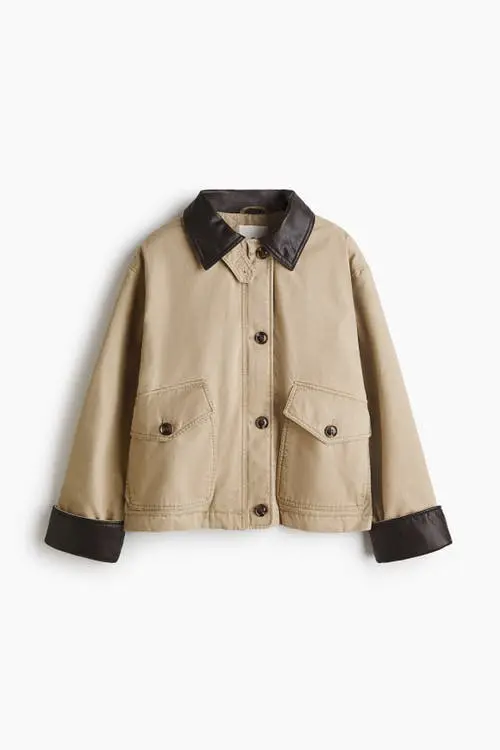 H&m Padded Canvas Jacket With Coated Details