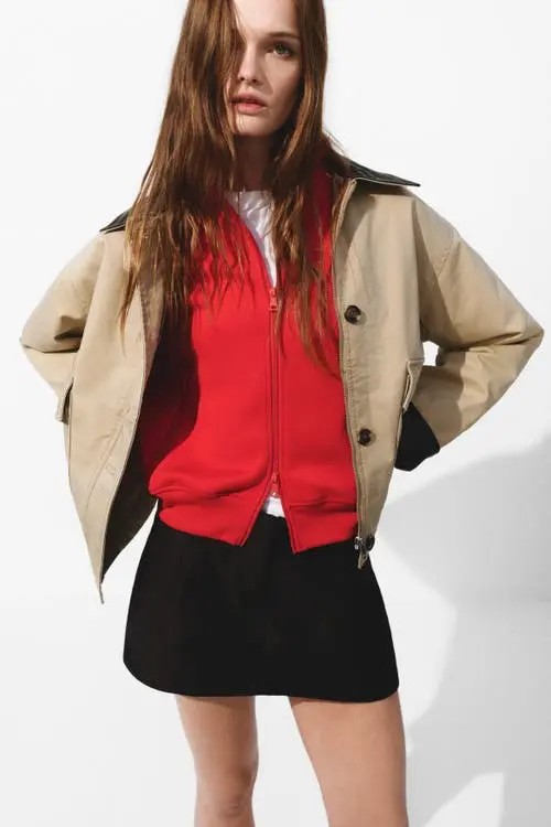 H&m Padded Canvas Jacket With Coated Details