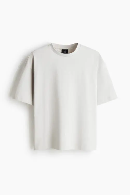 H&m Oversized Fit Cotton T-shirt - Light Gray