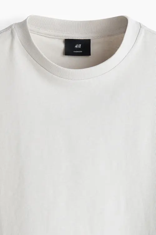 H&m Oversized Fit Cotton T-shirt - Light Gray