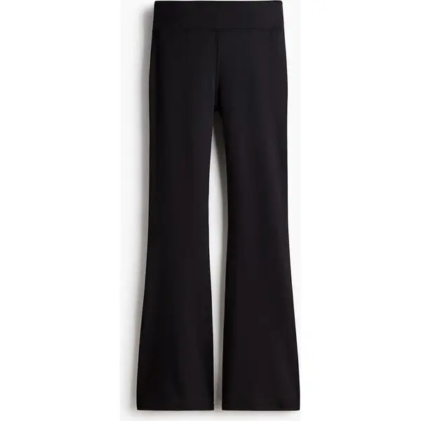 H&m Flared Brushed Jersey Trousers - Black