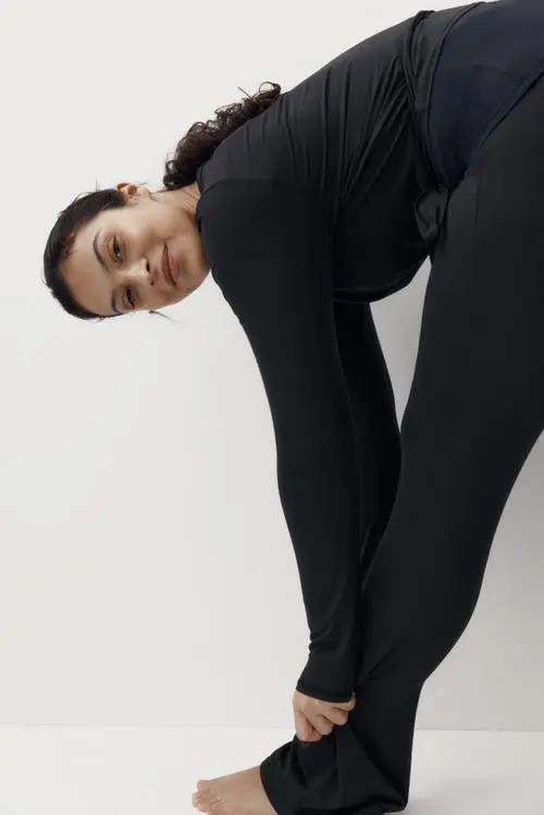 H&m Flared Brushed Jersey Trousers - Black