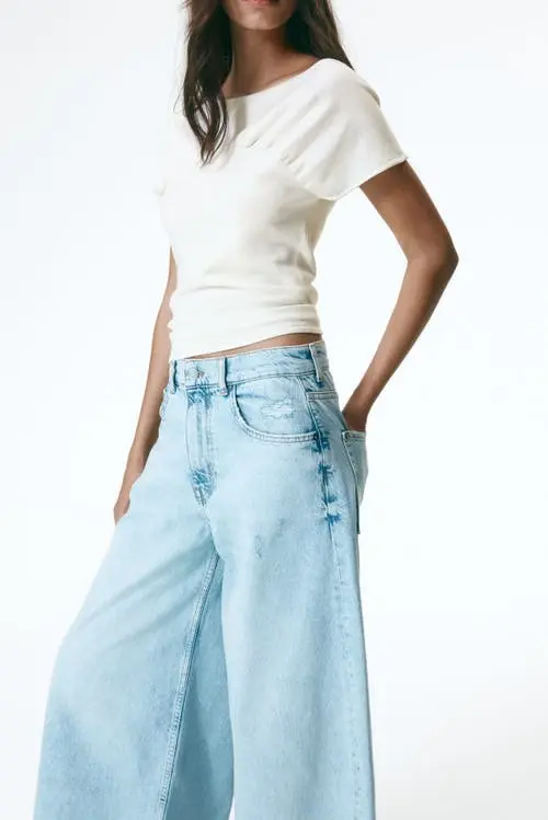 H&m Gathered Cap-sleeved Top - Cream