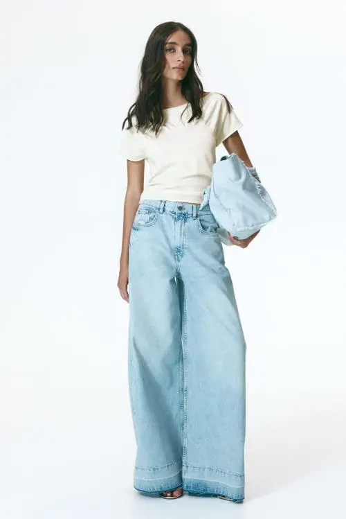 H&m Gathered Cap-sleeved Top - Cream