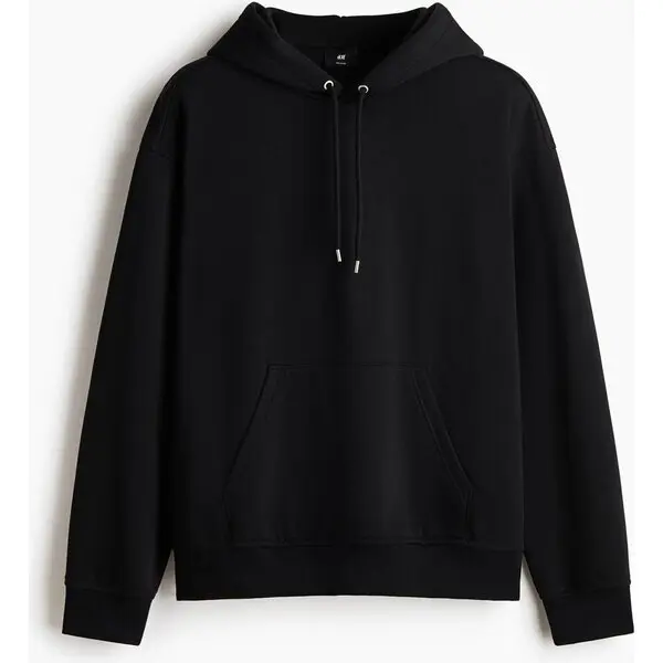 H&m Relaxed Fit Cotton Blend Hoodie - Black