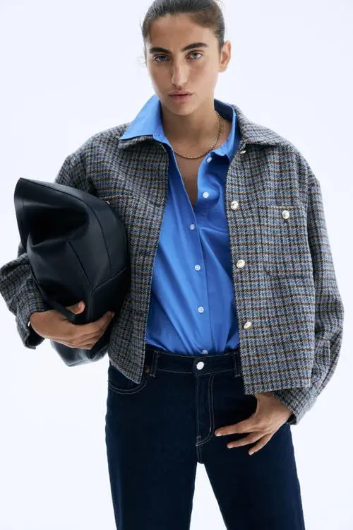 H&m Oversized Checkered Jacket