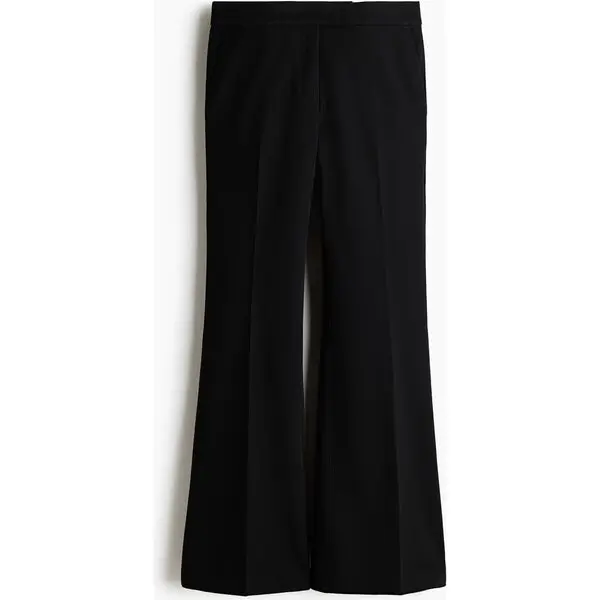 H&m Flared Trousers With Extended Waistband - Black
