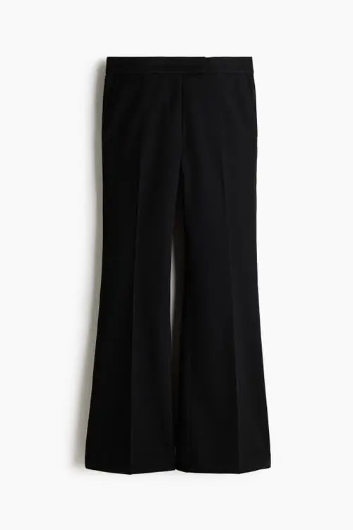 H&M Flared Pants With Extended Waistband Tab - Black