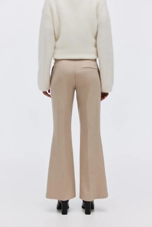 H&m Flared Trousers - Light Beige