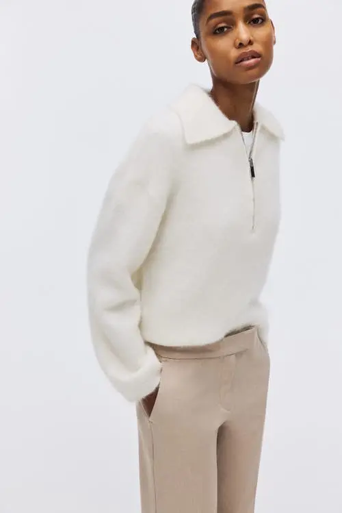 H&m Flared Trousers - Light Beige