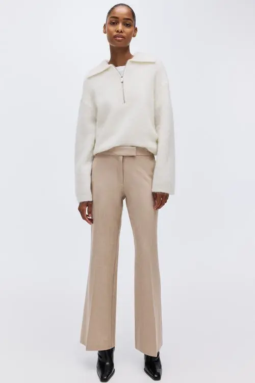 H&m Flared Trousers - Light Beige