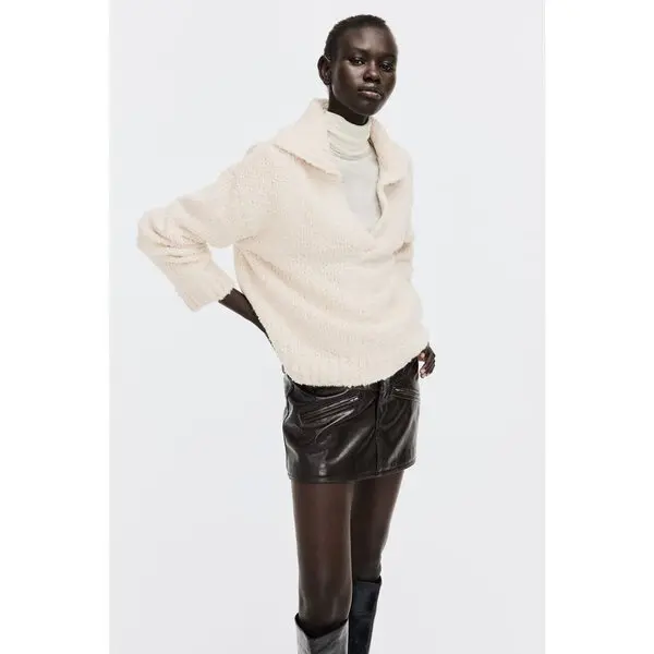 H&m Oversized Collared Bouclé Jumper