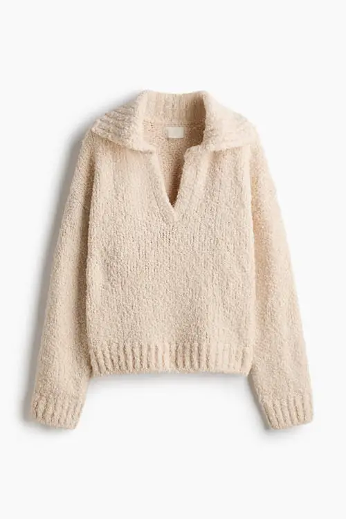 H&m Oversized Collared Bouclé Jumper