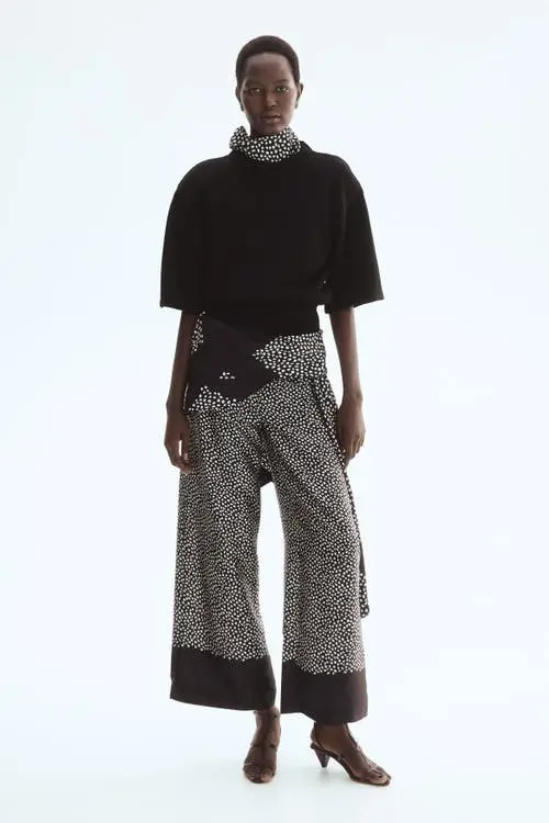 H&m Knitted Top With Dropped Shoulders - Black