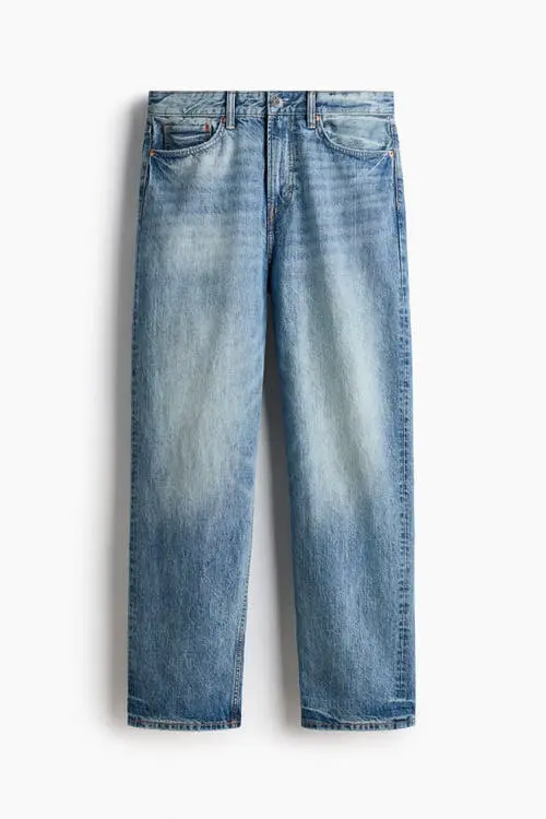 H&m Loose Fit Cotton Denim Jeans - Blue
