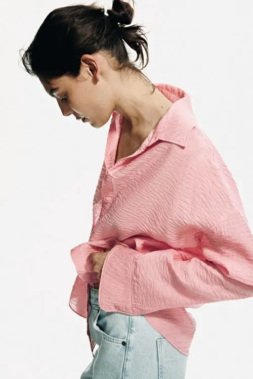 H&m Oversized Viscose-blend Shirt - Pink