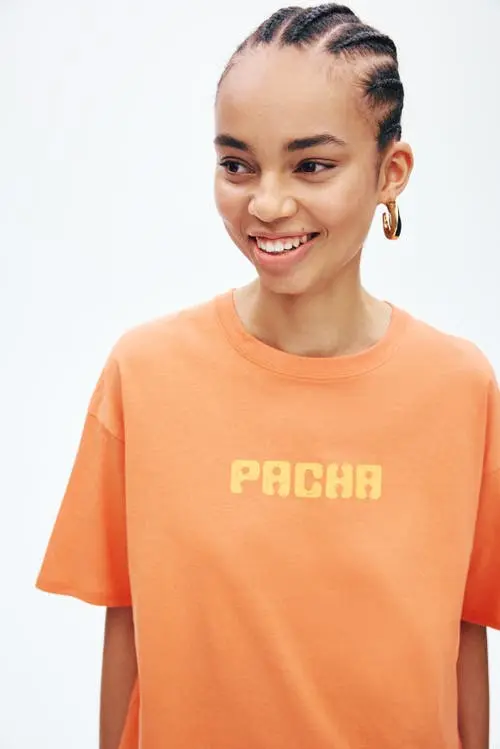 H&m Oversized Graphic Print T-shirt - Orange/pacha