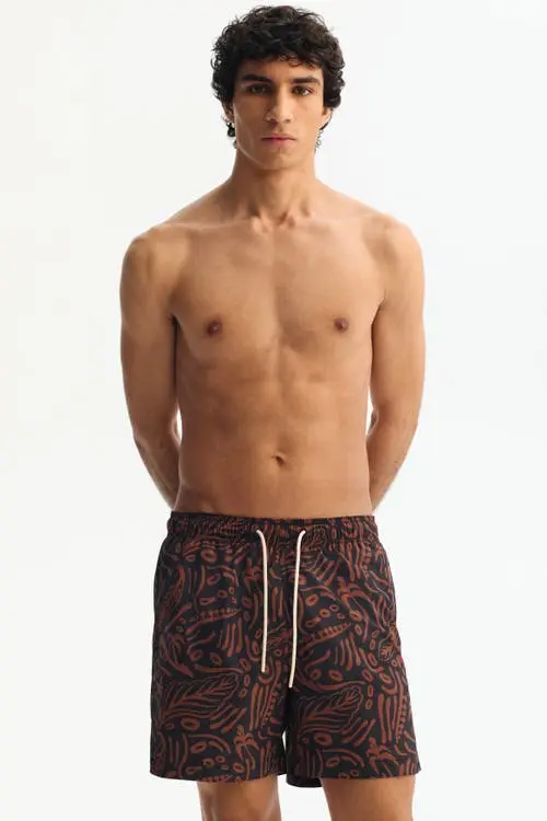 H&M Printed Swim Shorts - Brown/patterned