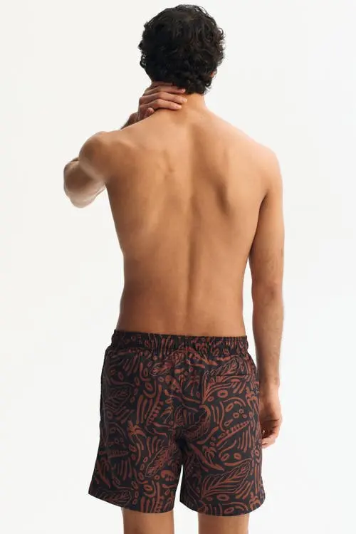 H&M Printed Swim Shorts - Brown/patterned