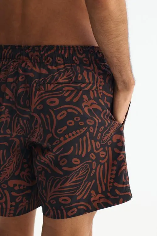 H&M Printed Swim Shorts - Brown/patterned