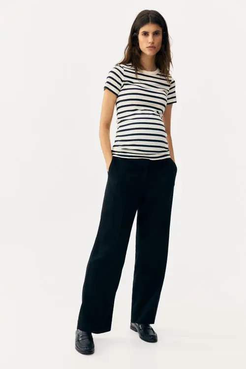 H&m Mama Linen-blend Tailored Trousers - Black