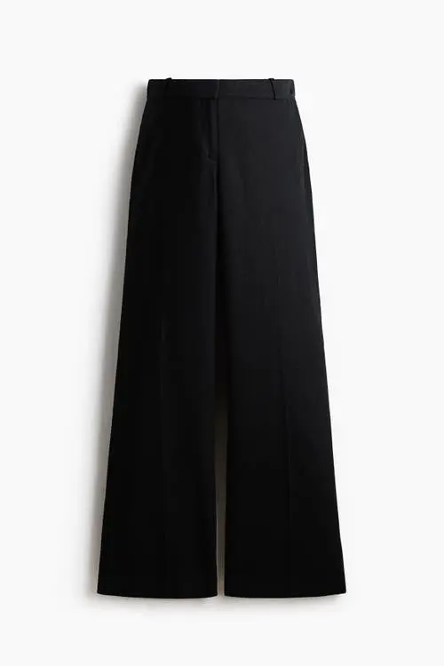 H&m Mama Linen-blend Tailored Trousers - Black