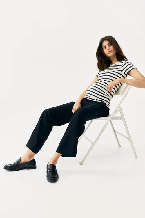 H&m Mama Linen-blend Tailored Trousers - Black