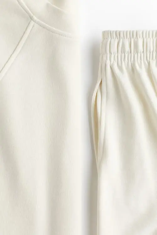 H&m Two-piece Sweatshirt And Shorts Set - Ivory