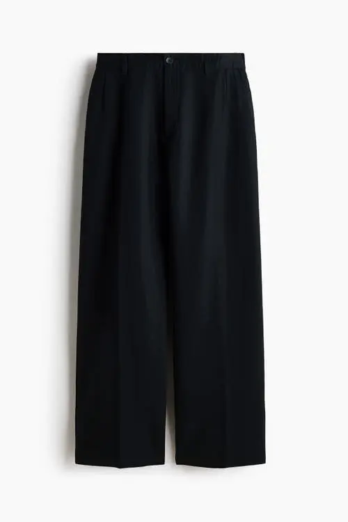 H&M Loose Fit Linen-blend Wide-leg Trousers
