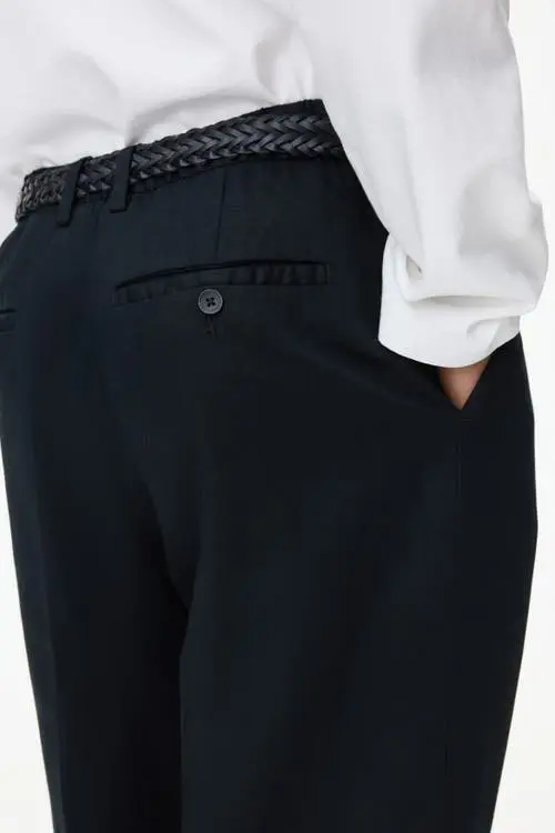 H&M Loose Fit Linen-blend Wide-leg Trousers