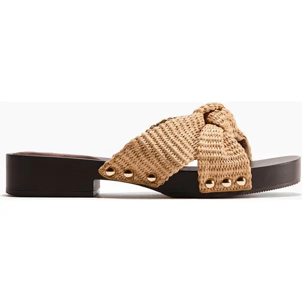 H&m Studded Wood-look Sole Sandals - Beige