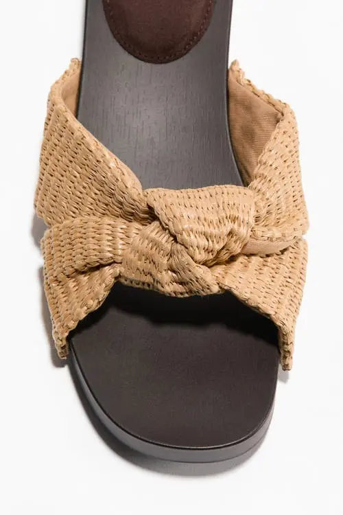 H&m Studded Wood-look Sole Sandals - Beige