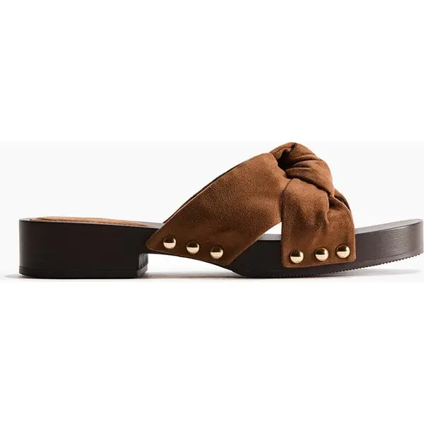 H&m Studded Wood-look Sole Sandals - Brown
