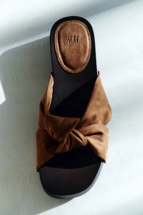 H&m Studded Wood-look Sole Sandals - Brown