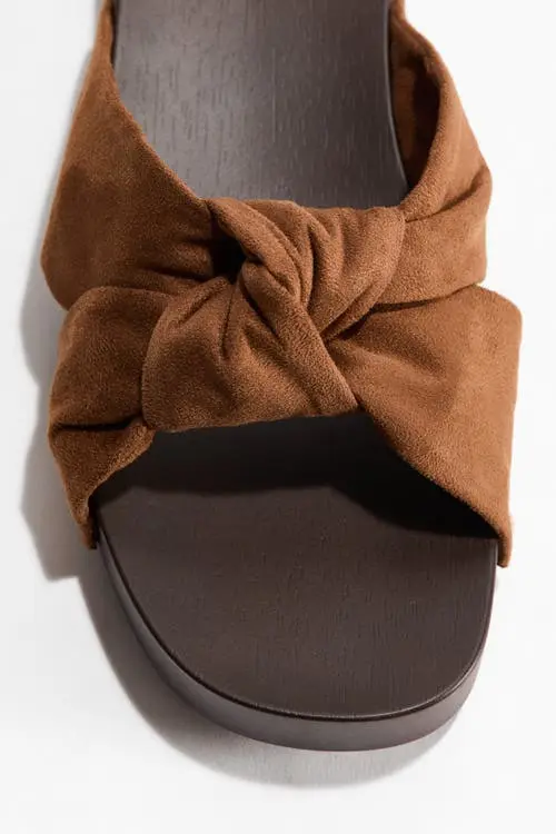 H&m Studded Wood-look Sole Sandals - Brown