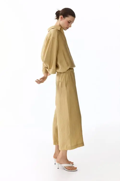 H&m Straight Lyocell-blend Ankle-length Trousers