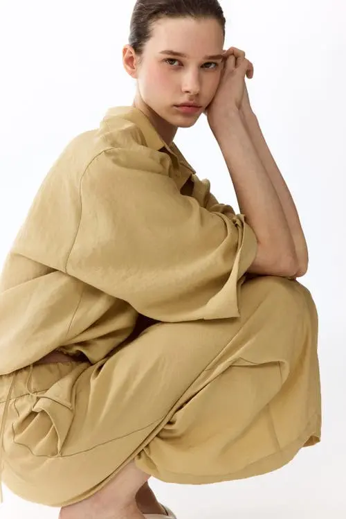 H&m Straight Lyocell-blend Ankle-length Trousers