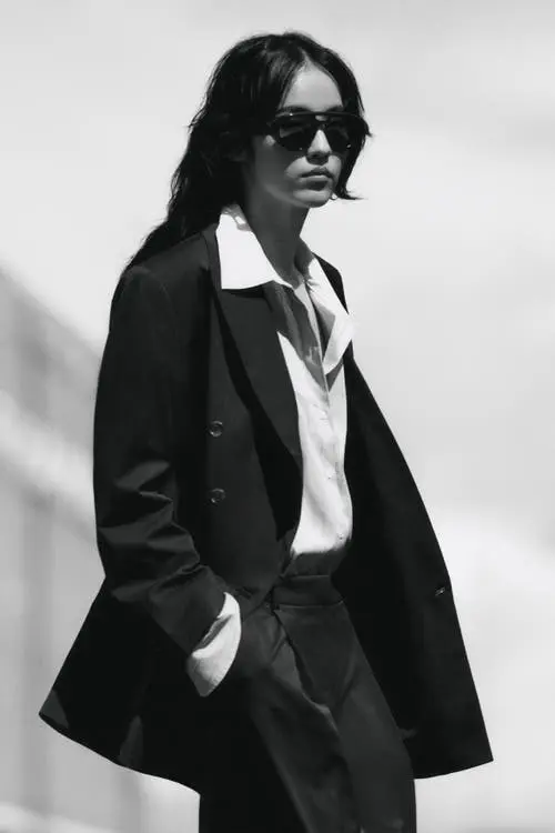 H&M Oversized Twill Blazer With Peak Lapels