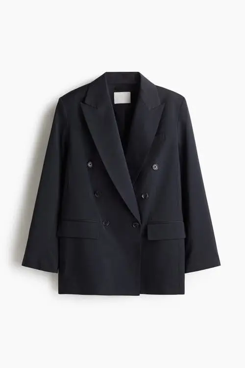 H&M Oversized Twill Blazer With Peak Lapels