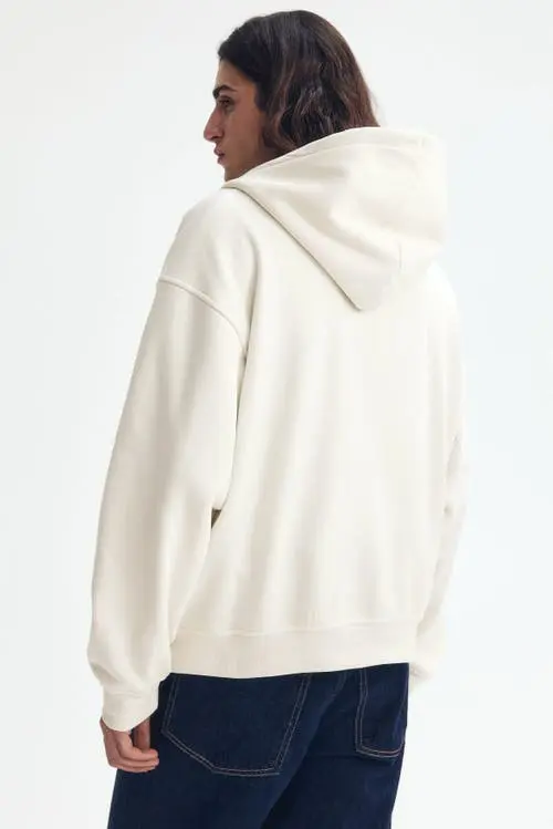 H&M Loose Fit Zip-through Hoodie - Cream