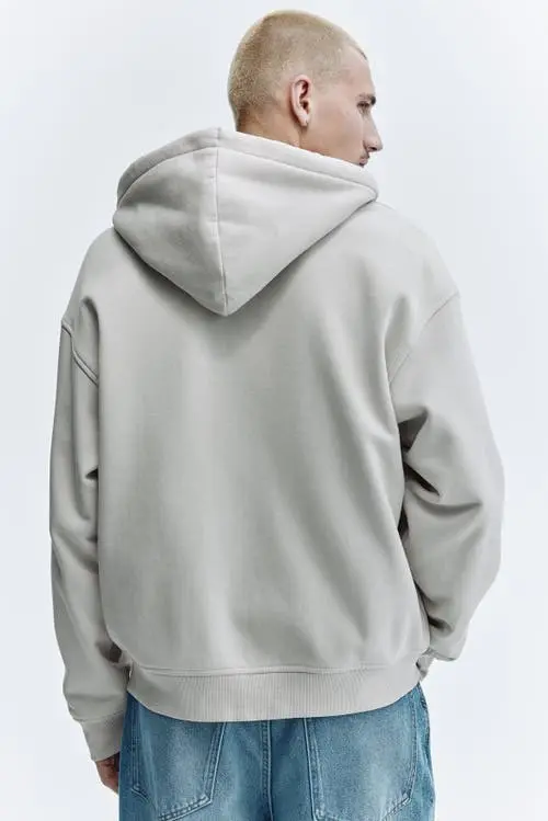 H&m Loose Fit Zip-through Hoodie - Light Gray